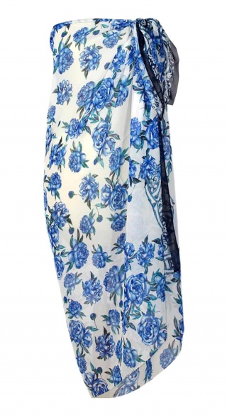 Grossiste L.dessous - Lot de Paréos à fleurs bleues , Tenues de plage ...